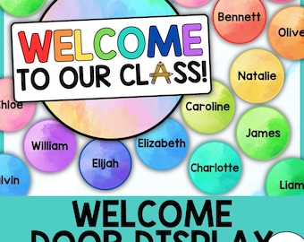 Editable Rainbow Watercolor Door Decor, Welcome Sign, Printable ...