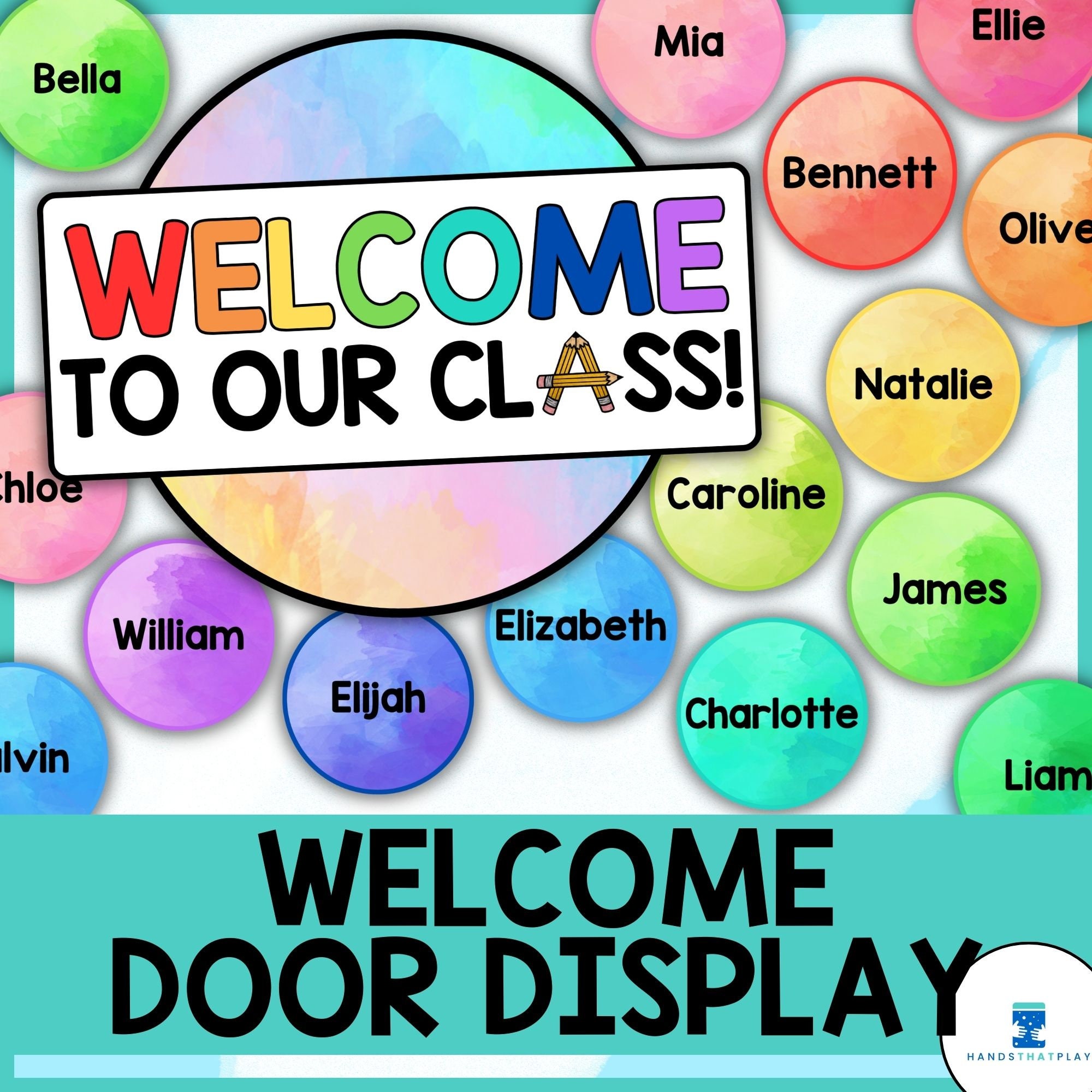 Welcome Sign Door Display - Rainbow Watercolors Classroom Decor - Etsy