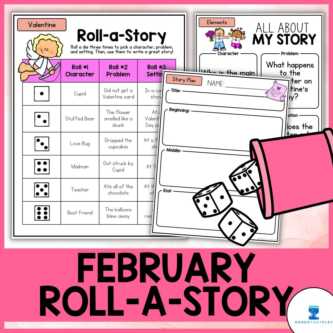 Roll a Story Creative Writing Prompts - February, Valentine, Pets - Etsy