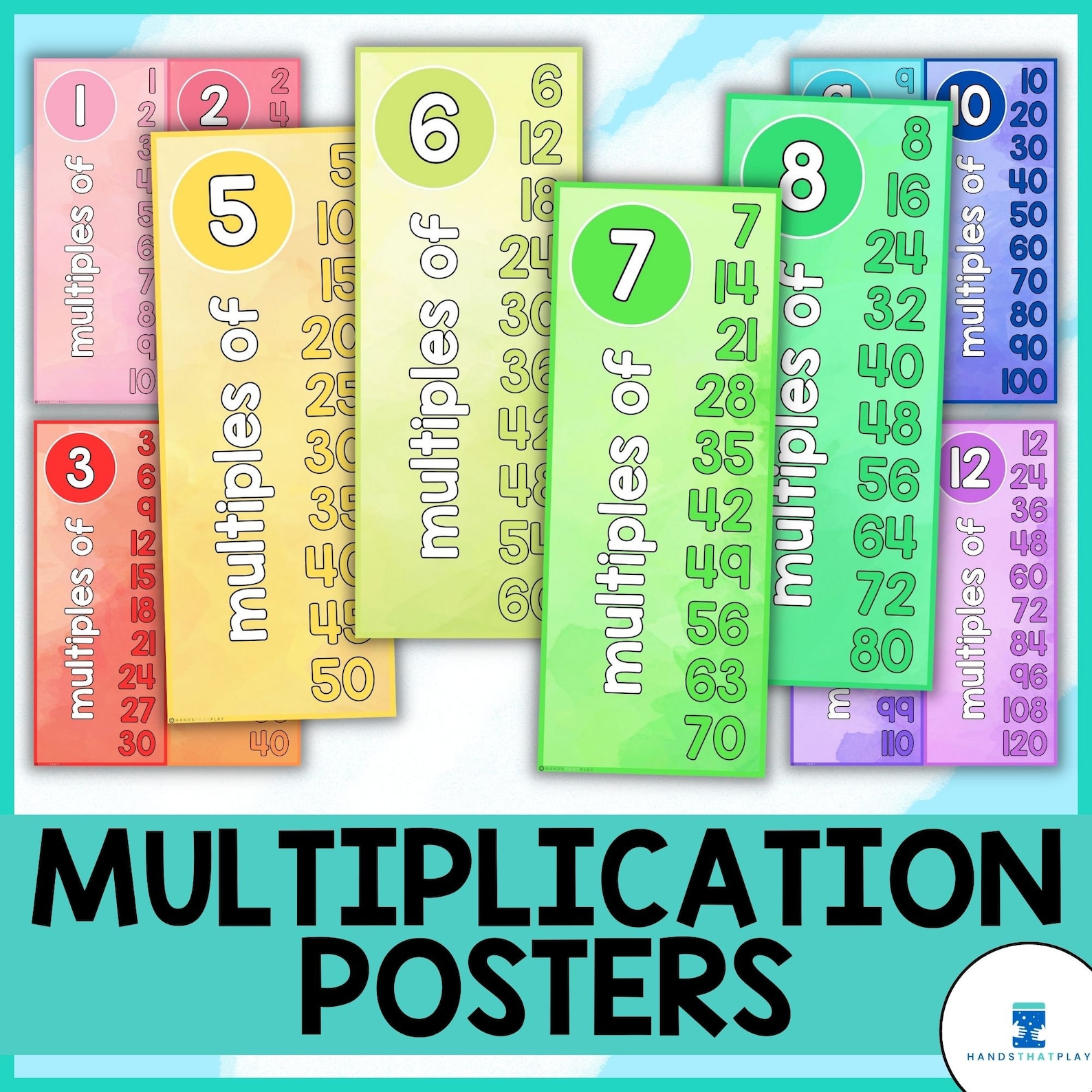 Skip Counting Number Posters | Multiples of #1-12 | Rainbow Classroom ...