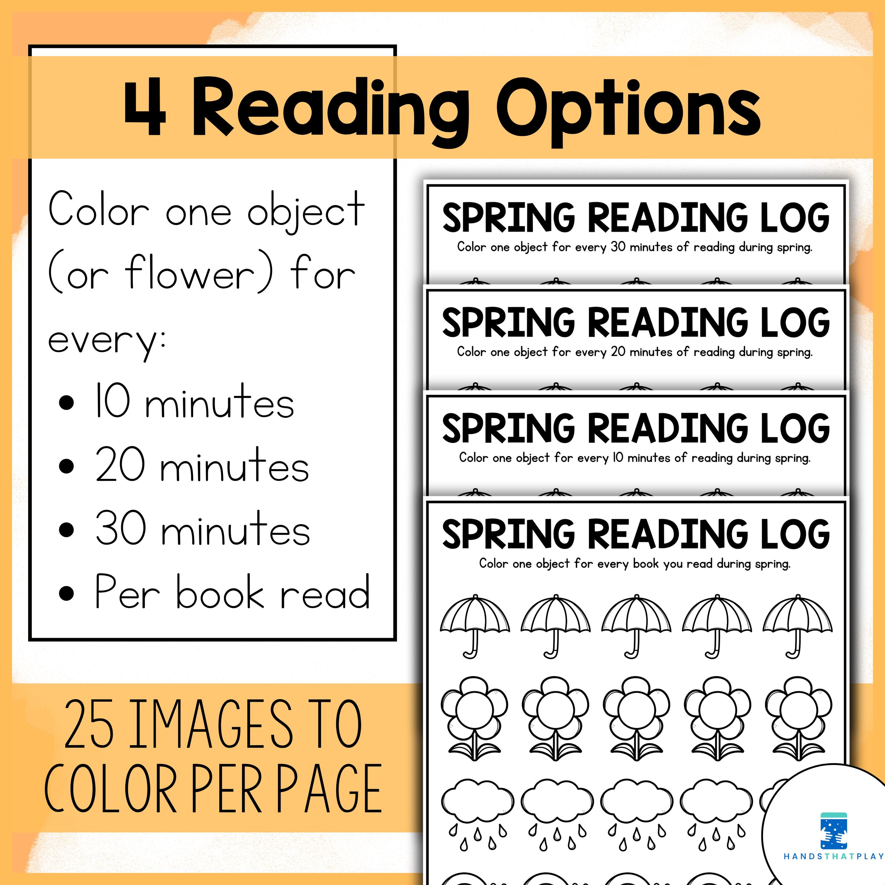 Spring Reading Log and Bingo Activity, Spring Reading Chart - Etsy