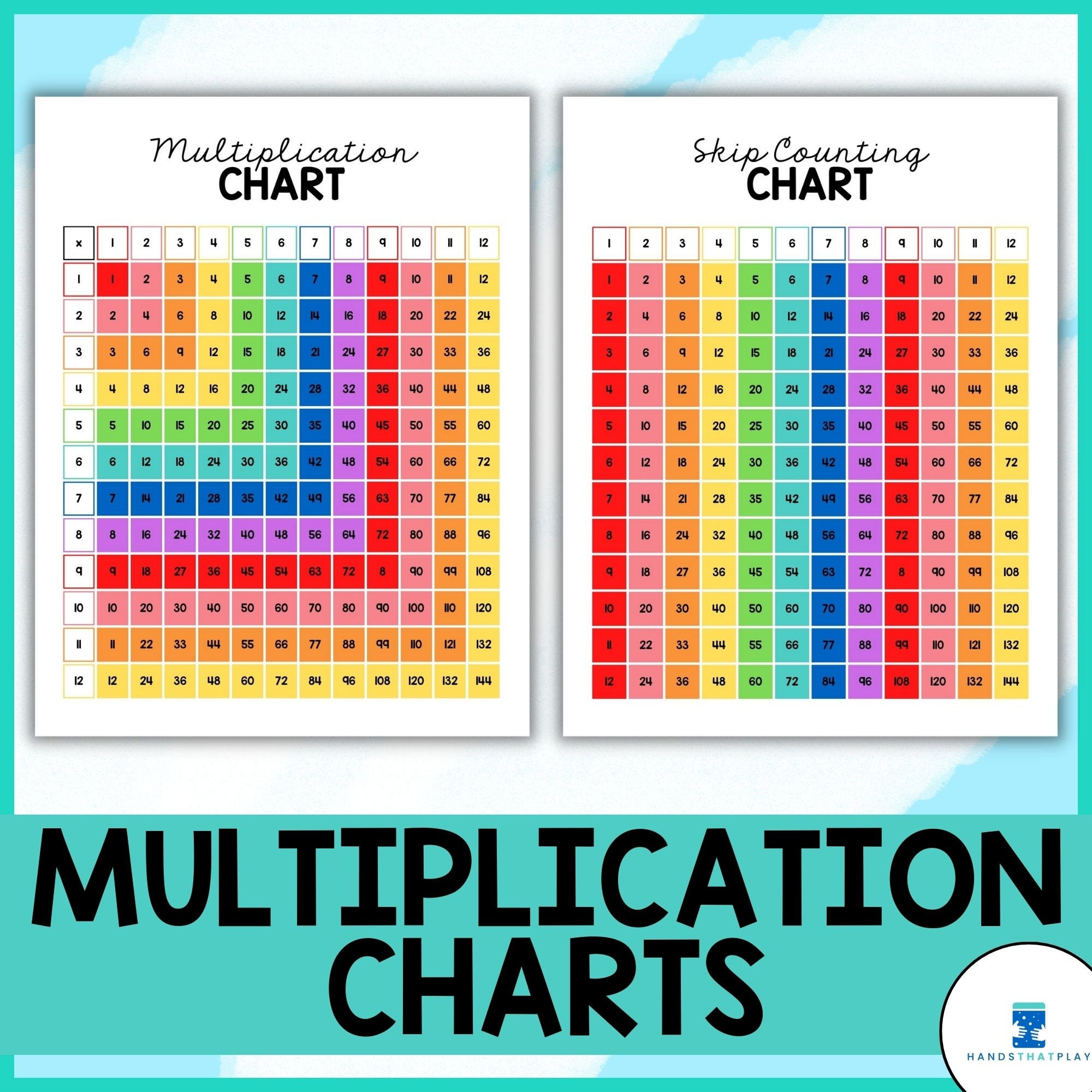 Multiplication and Skip Counting Chart | Rainbow Classroom Decor - Etsy