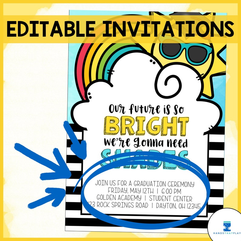 Kindergarten Graduation Invitation and Rsvps - Editable Future is ...