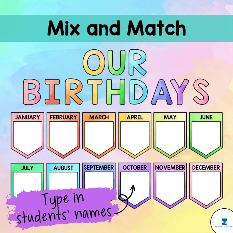 Birthday Bulletin Board Banner, Display, and Gift Tag Editable - Etsy