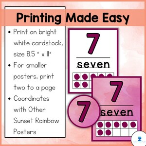 Number Posters Number Words Sunset Rainbow Classroom Wall Decor - Etsy