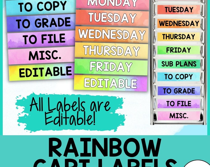 BEE 10 Drawer Rolling Cart Labels | Teacher Cart | Bee and Eucalyptus ...