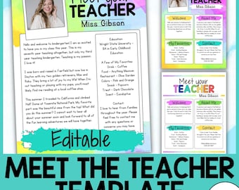 Editable Meet the Teacher Letter Template | Bright and Colorful Google ...