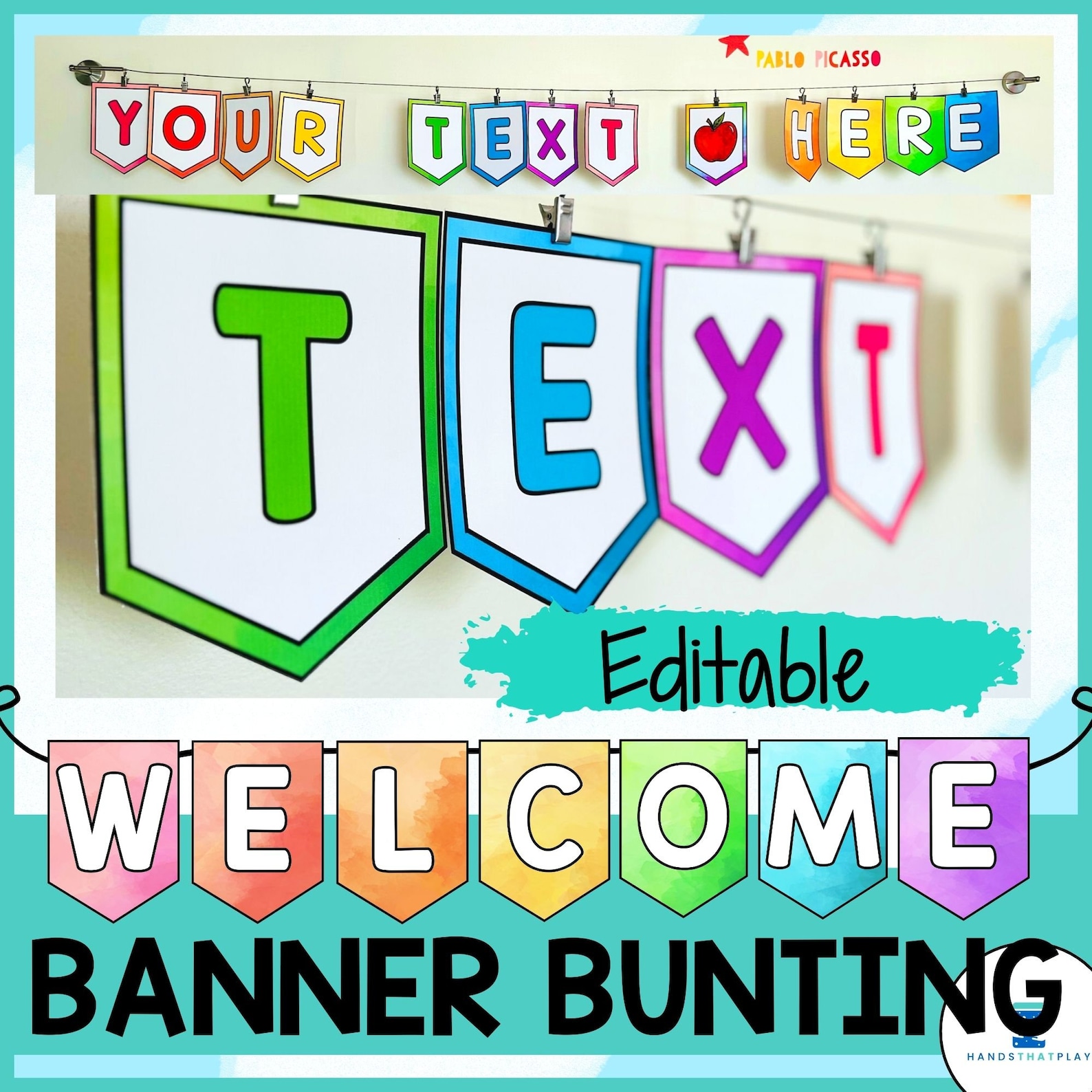 Editable Welcome Banner and Bunting Letters - Rainbow Watercolor ...