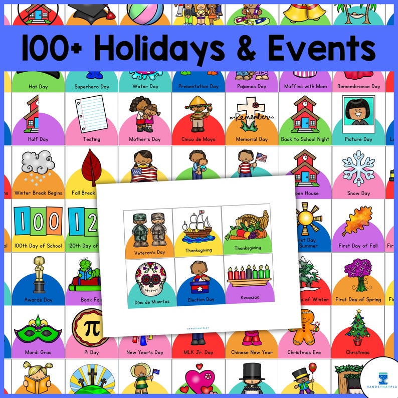 Pocket Chart Calendar Cards | Holiday and Events | Colorful Pocket ...