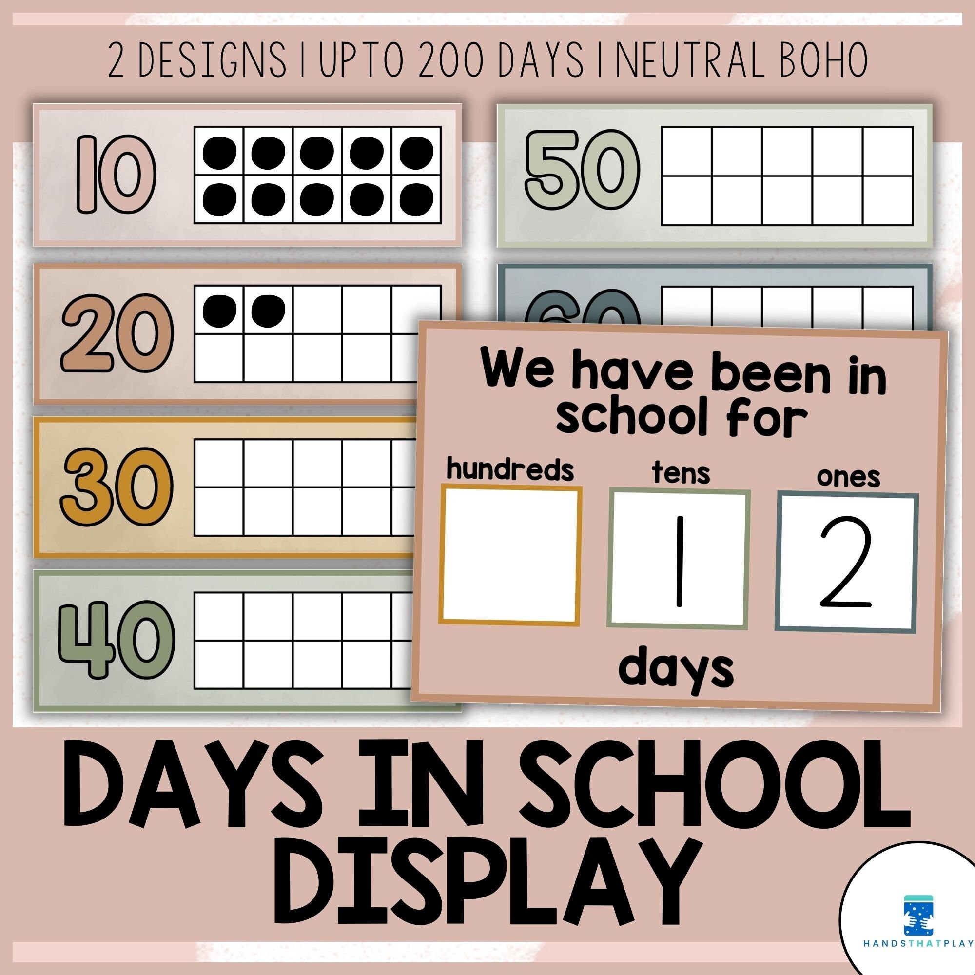 Days At/in School Display | 100 Days of School | Neutral Boho ...