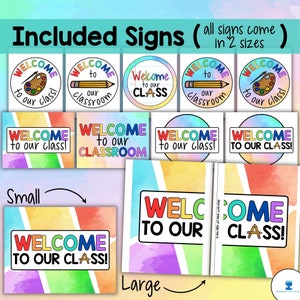 Welcome Sign Door Display - Rainbow Watercolors Classroom Decor - Etsy