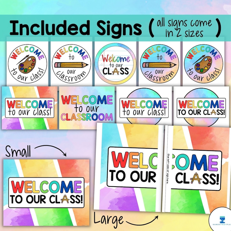 Welcome Sign Door Display - Rainbow Watercolors Classroom Decor - Etsy