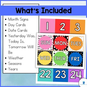 Classroom Calendar Pack | Monochrome Rainbow Pocket Chart Calendar ...