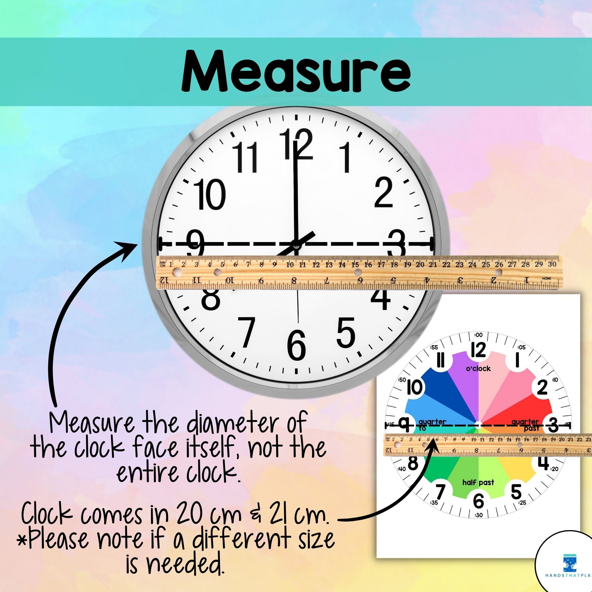 Colorful Clock Face Insert - Telling Time for Kids - Etsy