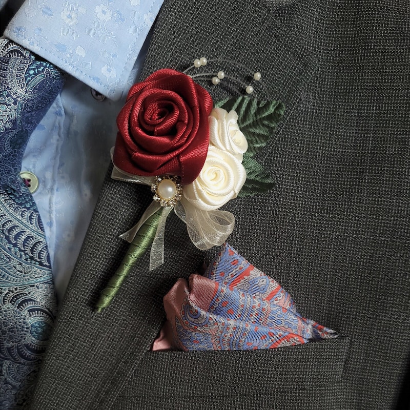 Red Rose Boutonniere - Etsy