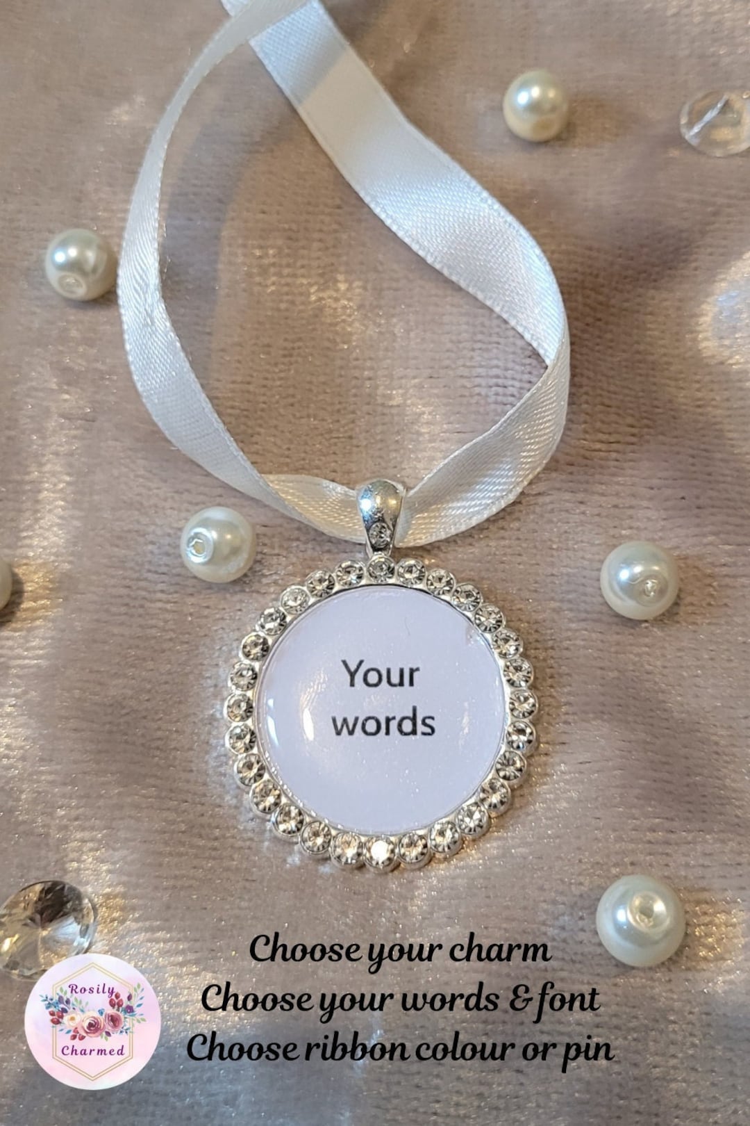Custom Words Bouquet Charm, Personalised Wedding Gift for Bride ...