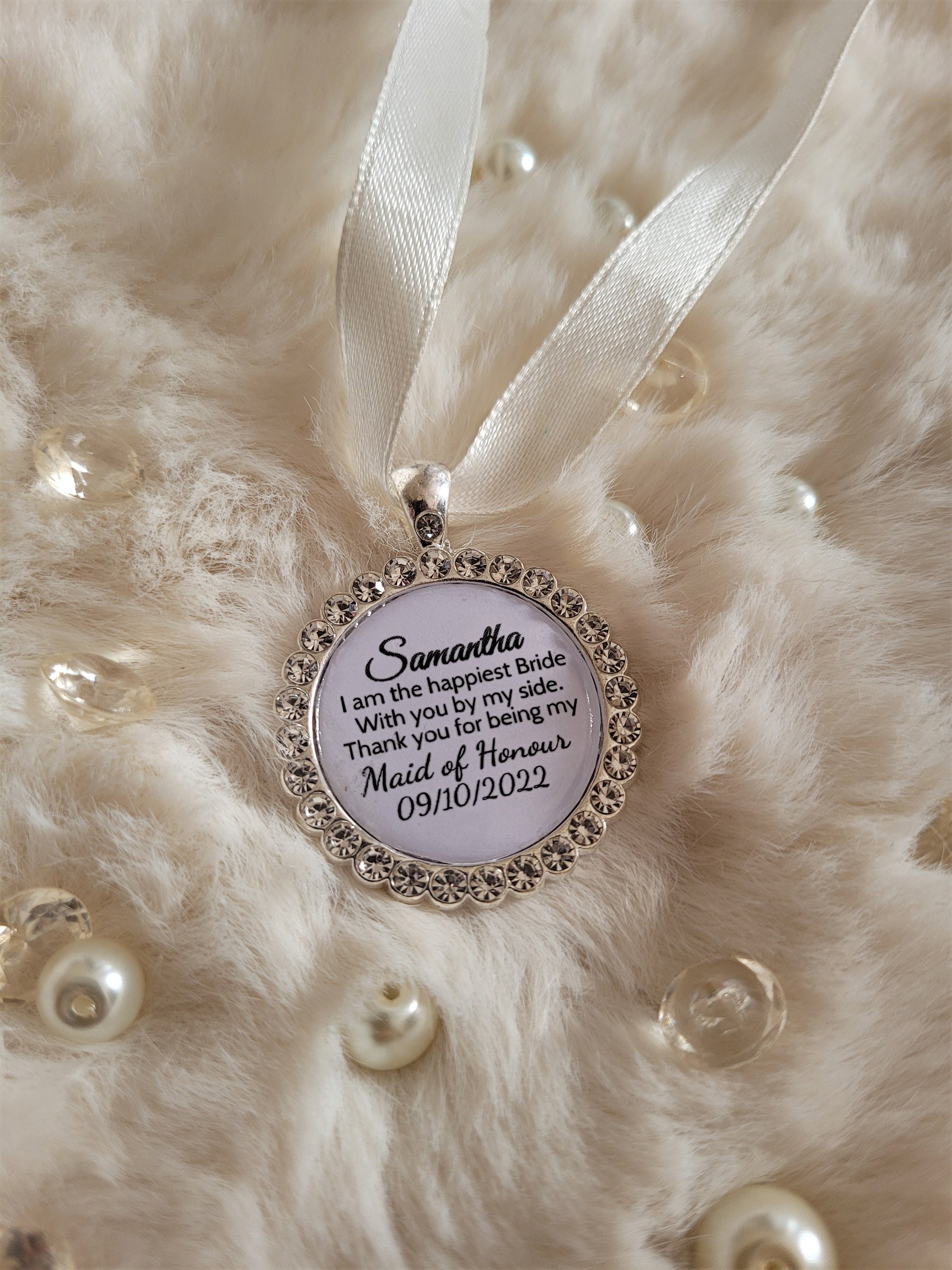 Bouquet Charm for Bridesmaids and Flower Girls, Wedding Pendant, Custom ...