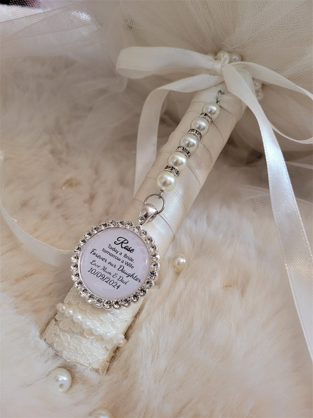 Bouquet Charm, Wedding Charm for Brides. Pearl Pendant, Custom ...