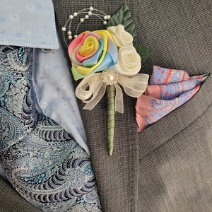 Rainbow Pride LGBTQ+ Buttonhole, Colourful Satin Wedding Boutonniere ...