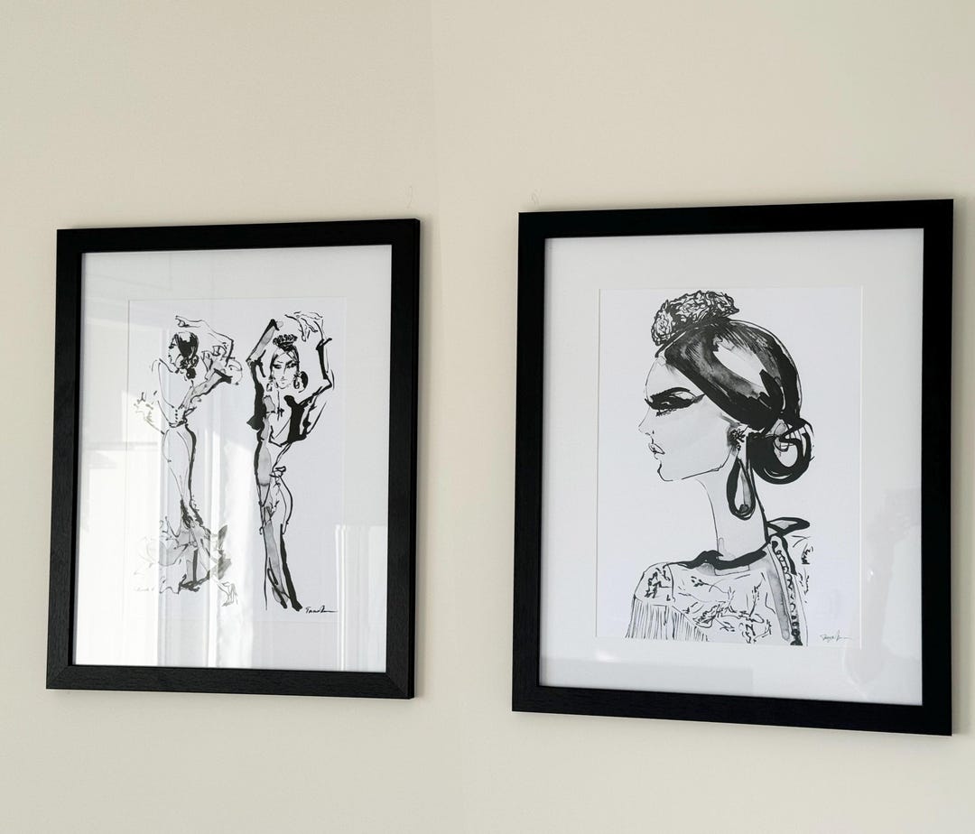 Set of 2 Prints, Flamenco Dancers Poster, Spanish Wall Art, Barcelona ...