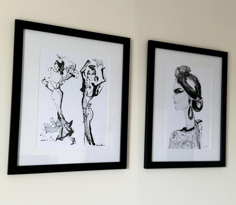Set of 2 Prints, Flamenco Dancers Poster, Spanish Wall Art, Barcelona ...