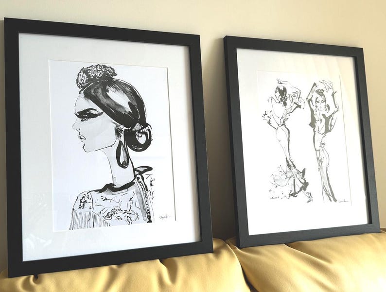 Set of 2 Prints, Flamenco Dancers Poster, Spanish Wall Art, Barcelona ...