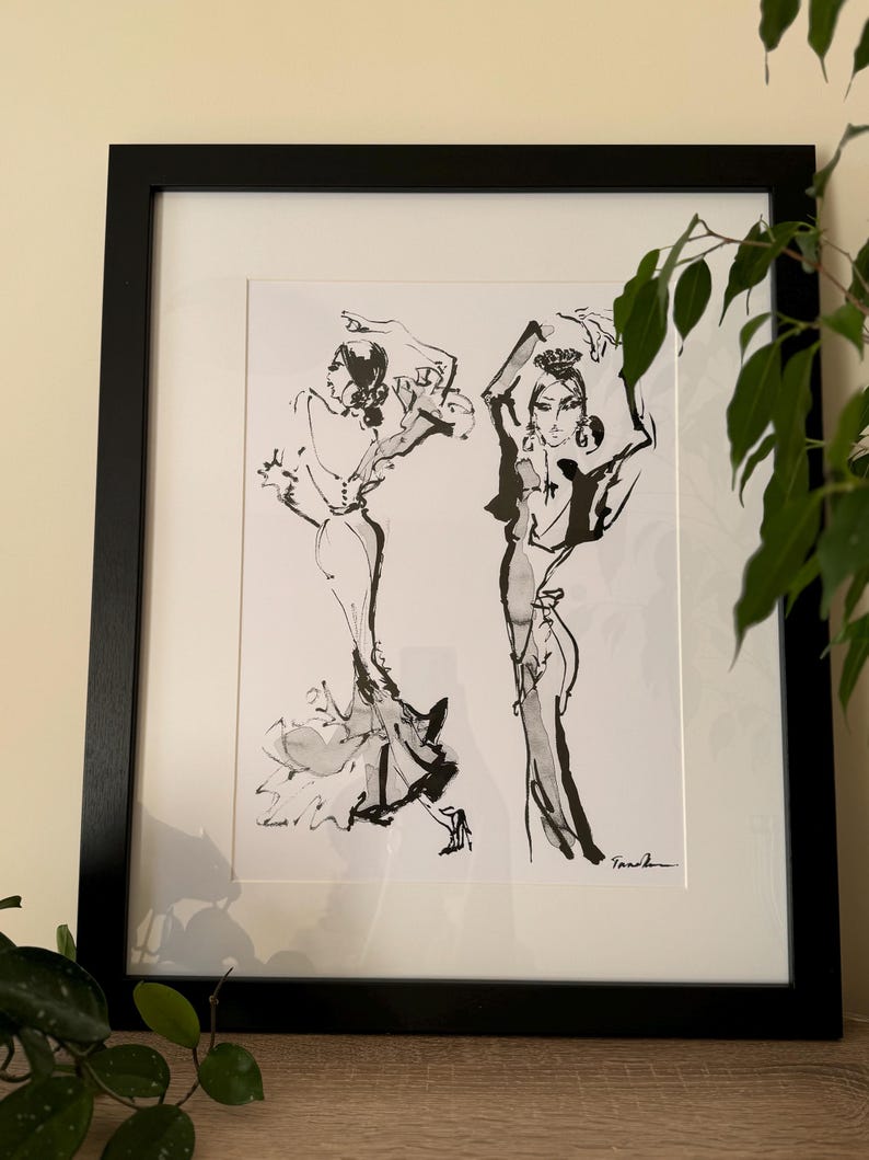 Set of 2 Prints, Flamenco Dancers Poster, Spanish Wall Art, Barcelona ...