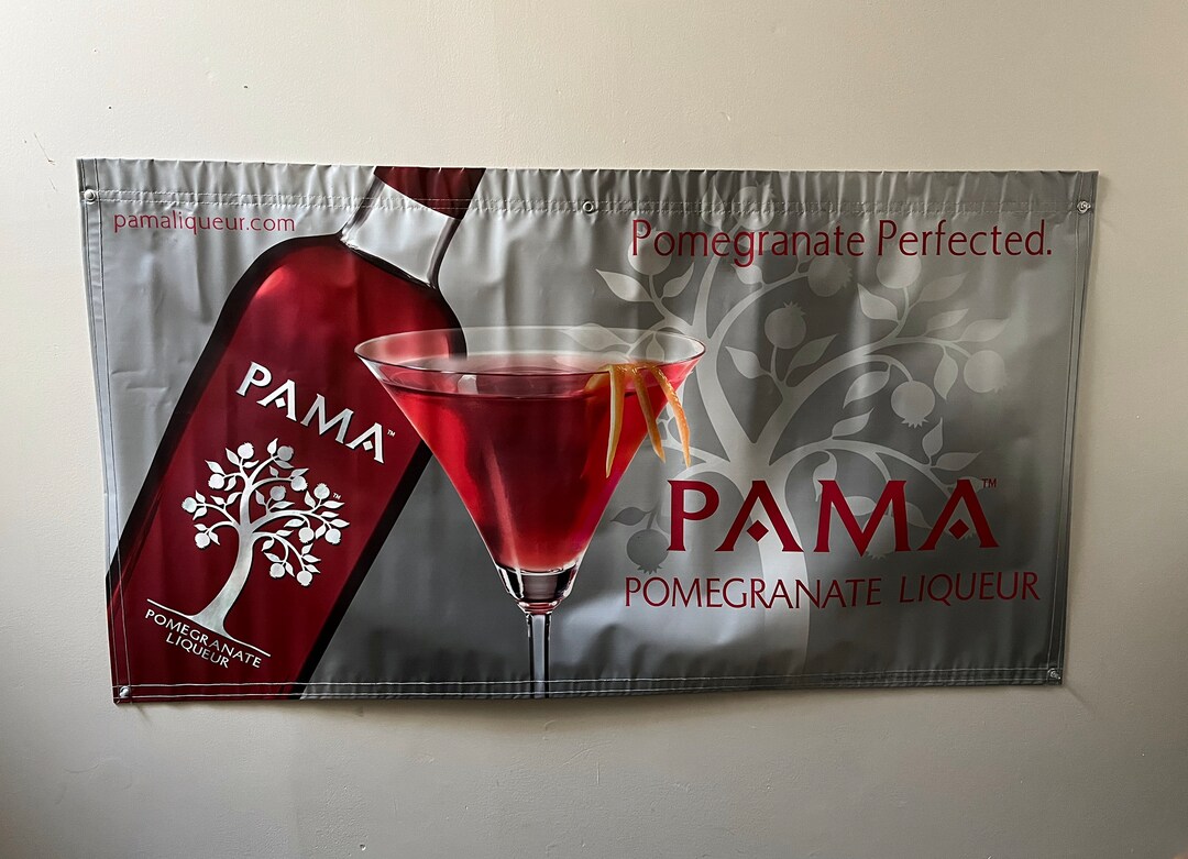 Gorgeous PAMA Brand Pomegranate Liqueur Heavy Vinyl Advertising Banner ...