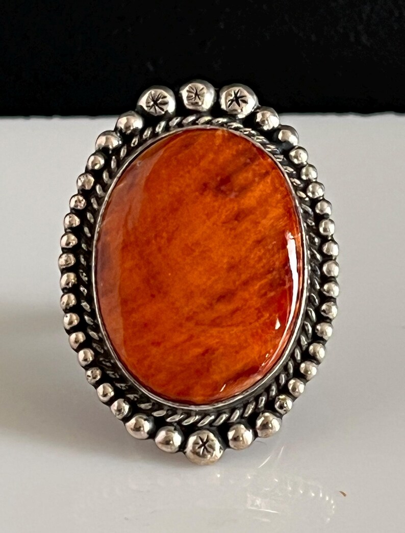VTG Signed RTP Native American Heavy Sterling Silver Orange Spiny ...
