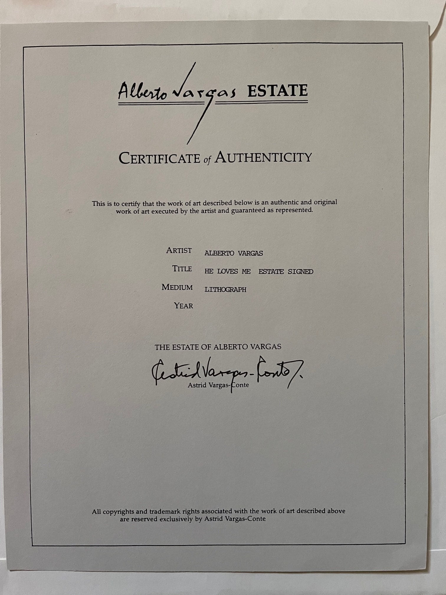 Exquisite ALBERTO VARGAS Vintage Lithograph he Loves Me 29 1/4, Like ...