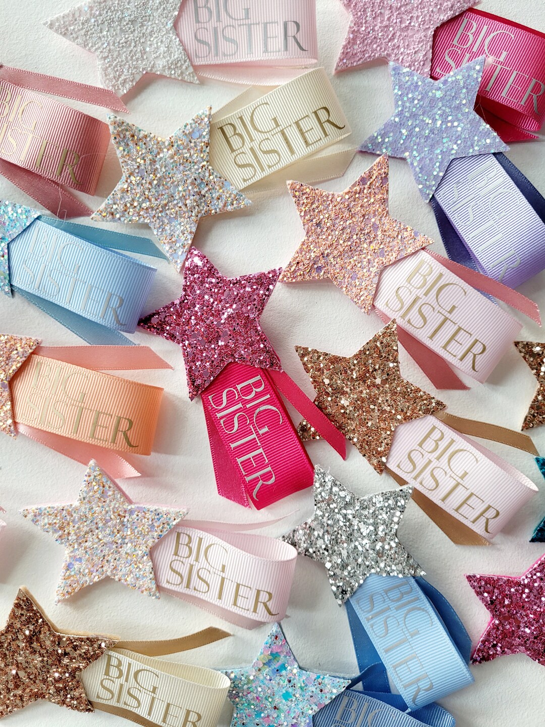 BIG SISTER Badge New Sister Badge Sibling Badge Big Cousin Glittery ...