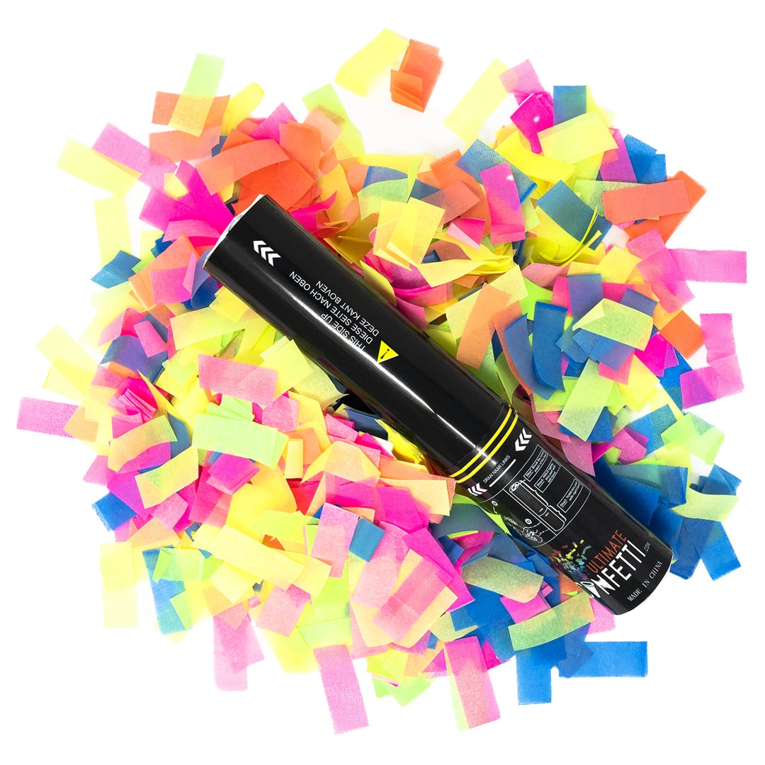 Neon Multicolor Tissue Confetti Popper Cannon Ultimate - Etsy