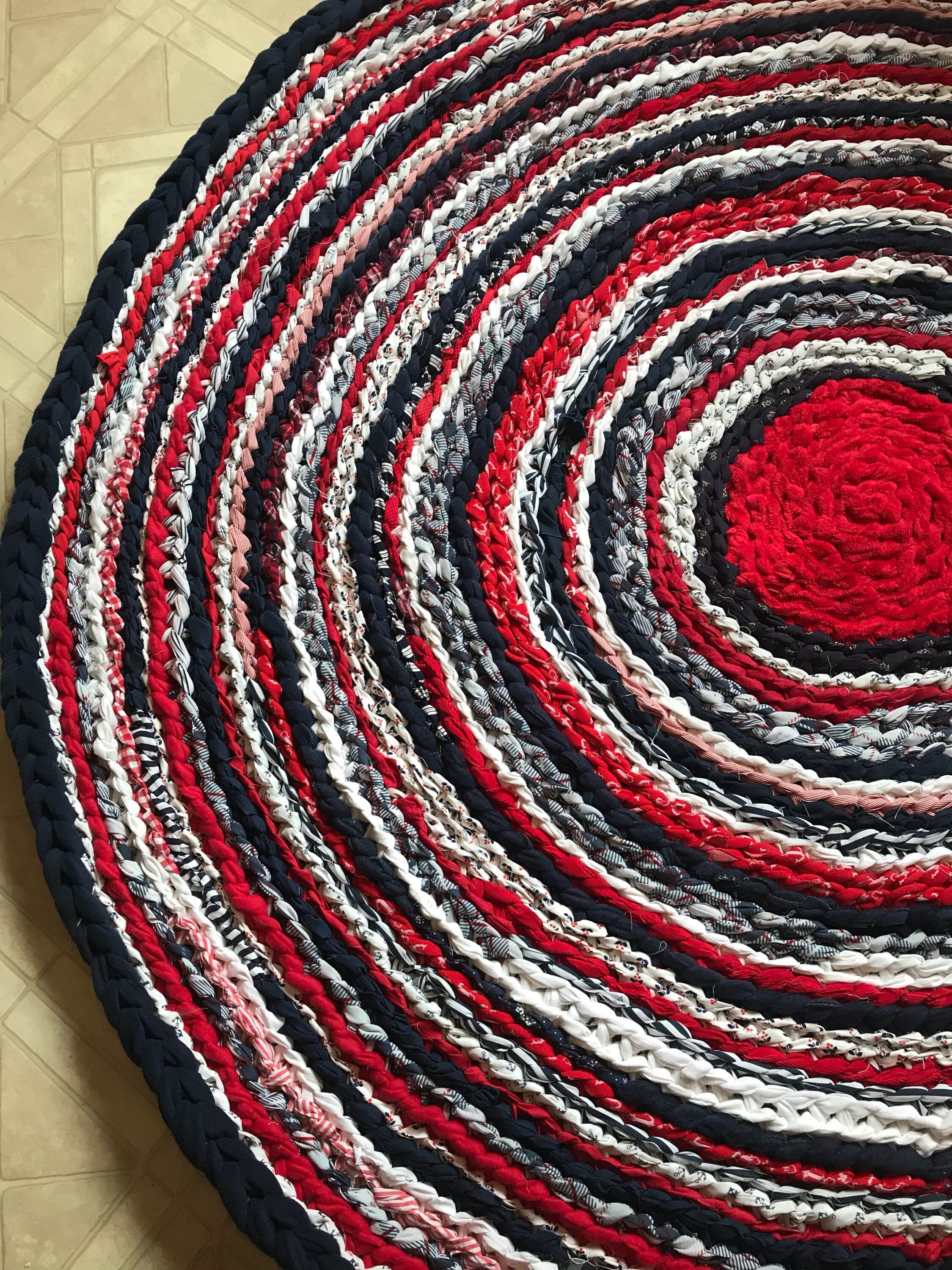 Nautical Red, White, and Blue Handmade Rag Rug - Etsy