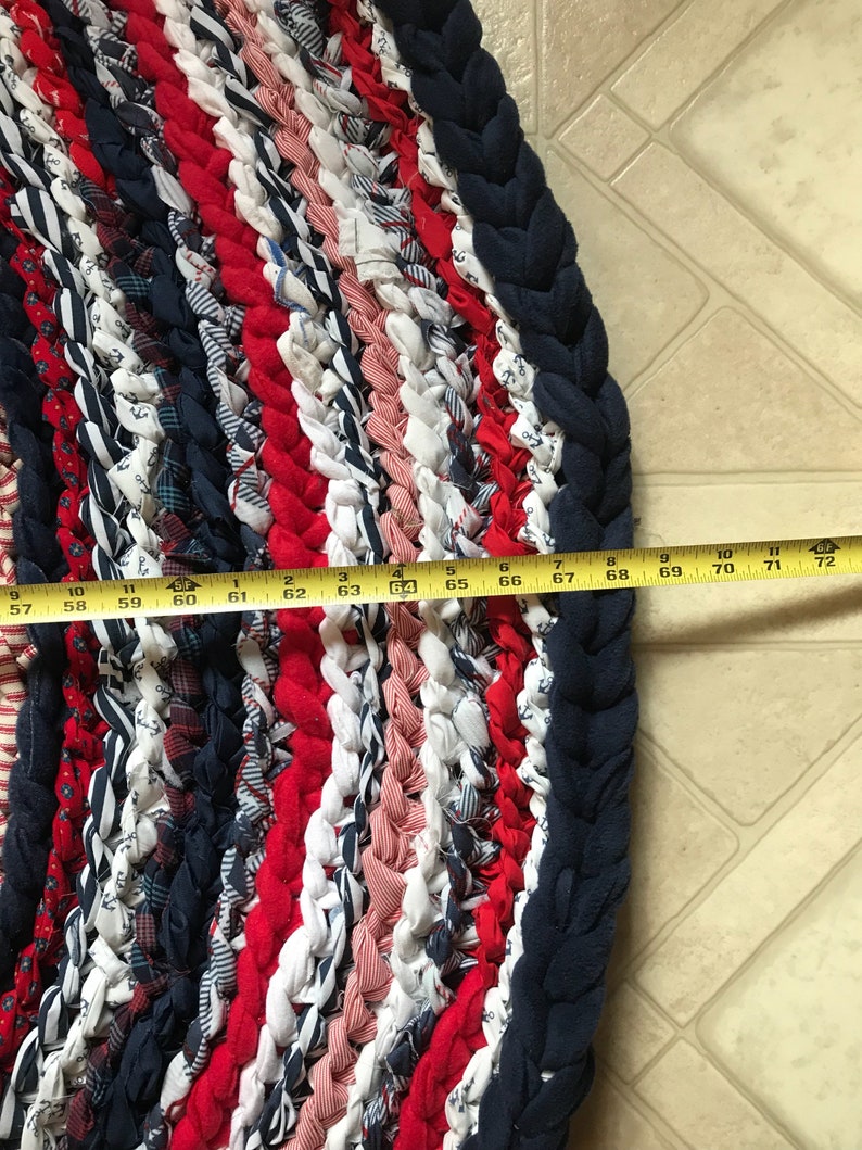 Nautical Red, White, and Blue Handmade Rag Rug - Etsy