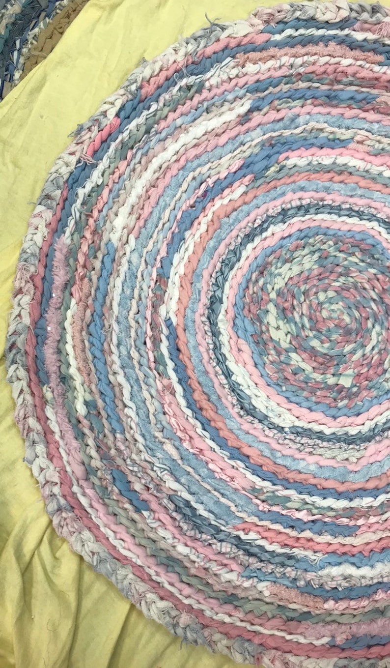 Baby Blues and Pinks Handmade Rag Rug - Etsy