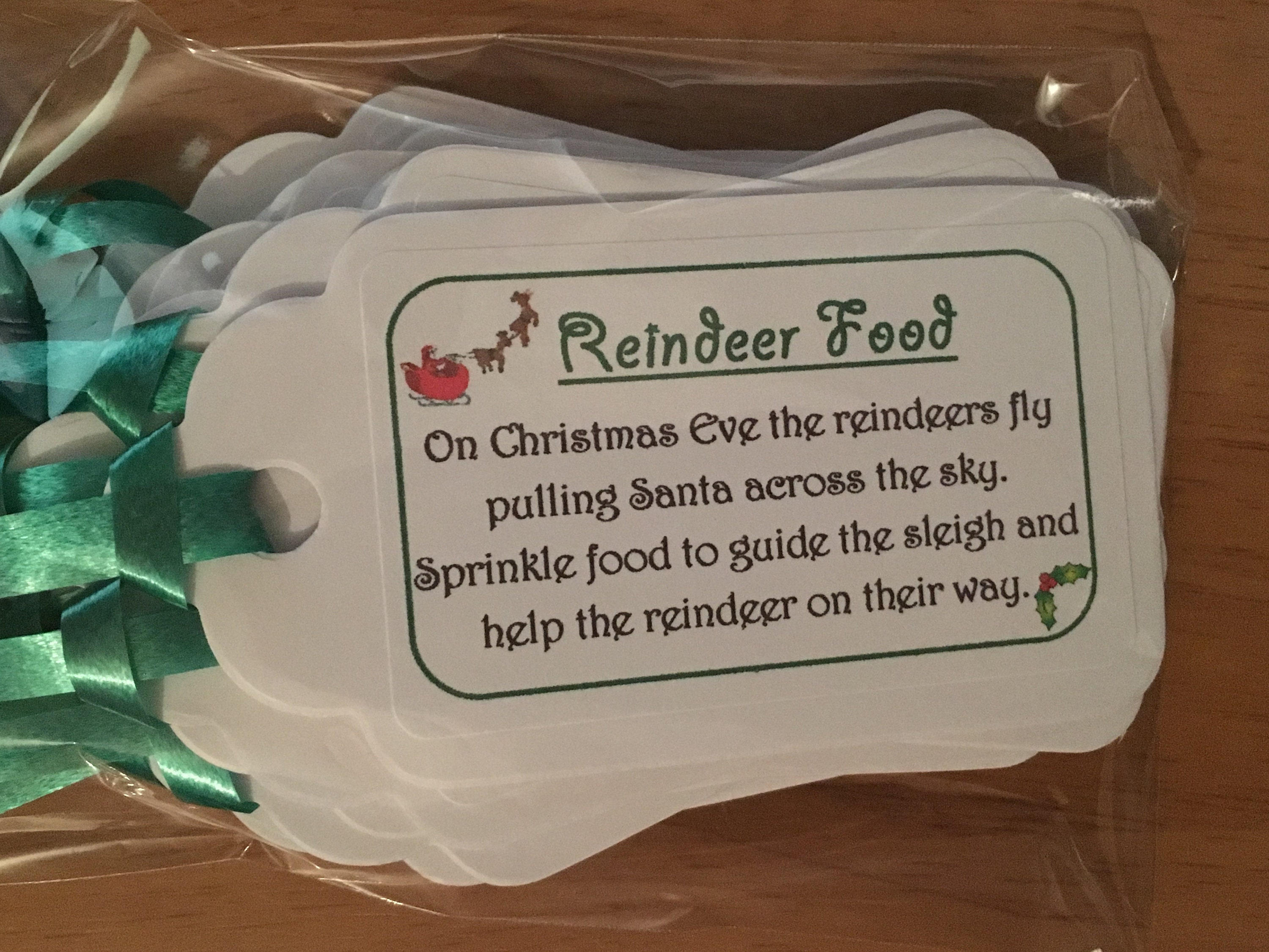 Christmas Reindeer Food / Dust Tags / Labels With Florist Ribbon Design ...