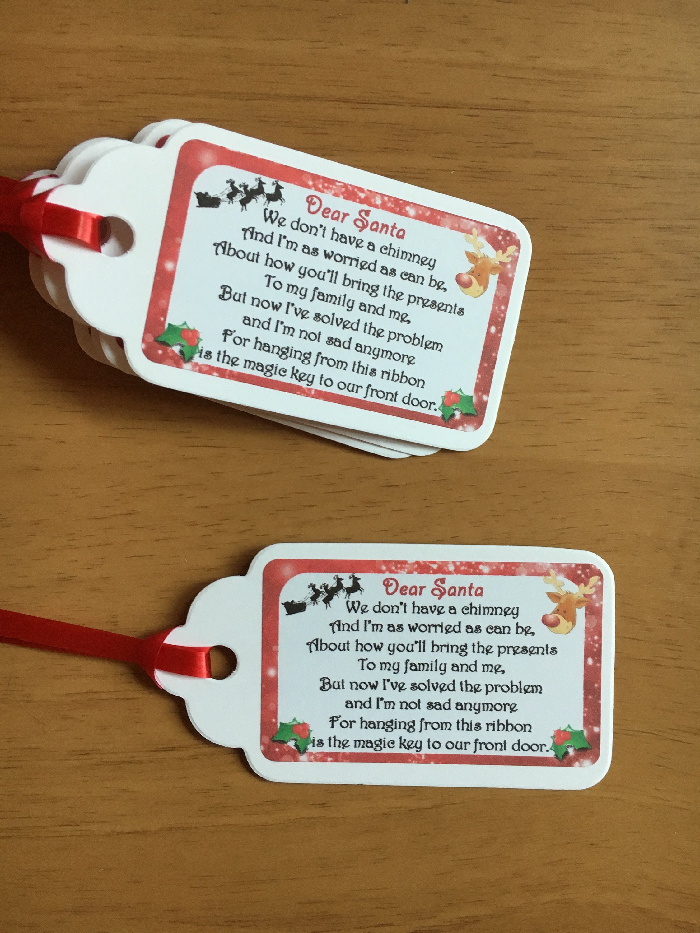 Christmas Santa Magic Key Tags / Labels Red Decorative Border With ...