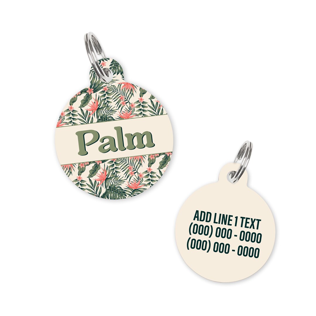 Tropical Leaves and Hibiscus Name Tag - Etsy