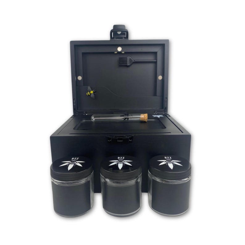Black Stash Box: Smell Proof Bamboo Lock Box With Rolling Tray - Bzz ...