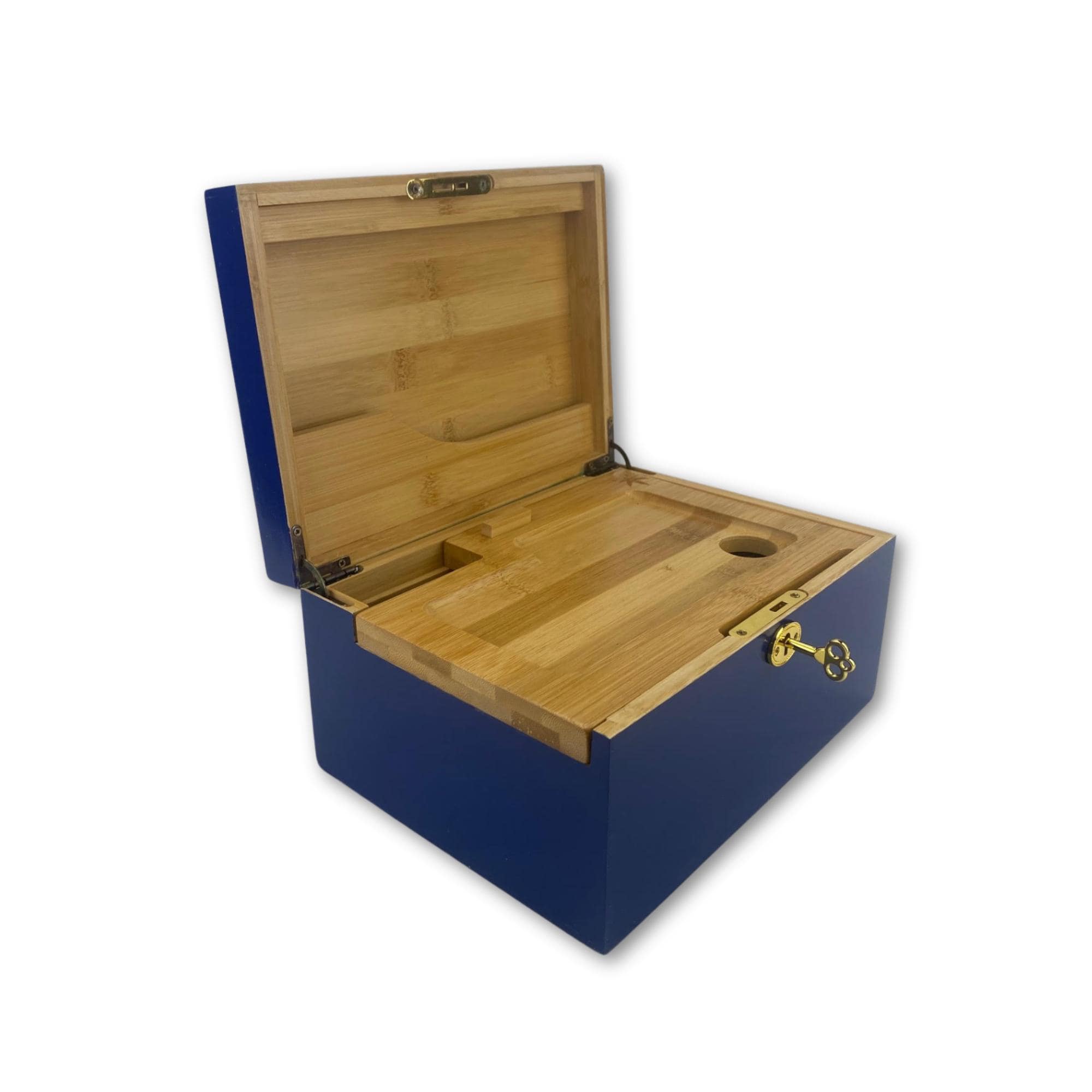 Blue Stash Box: Smell Proof, With Rolling Tray, 3 Stash Jars ...