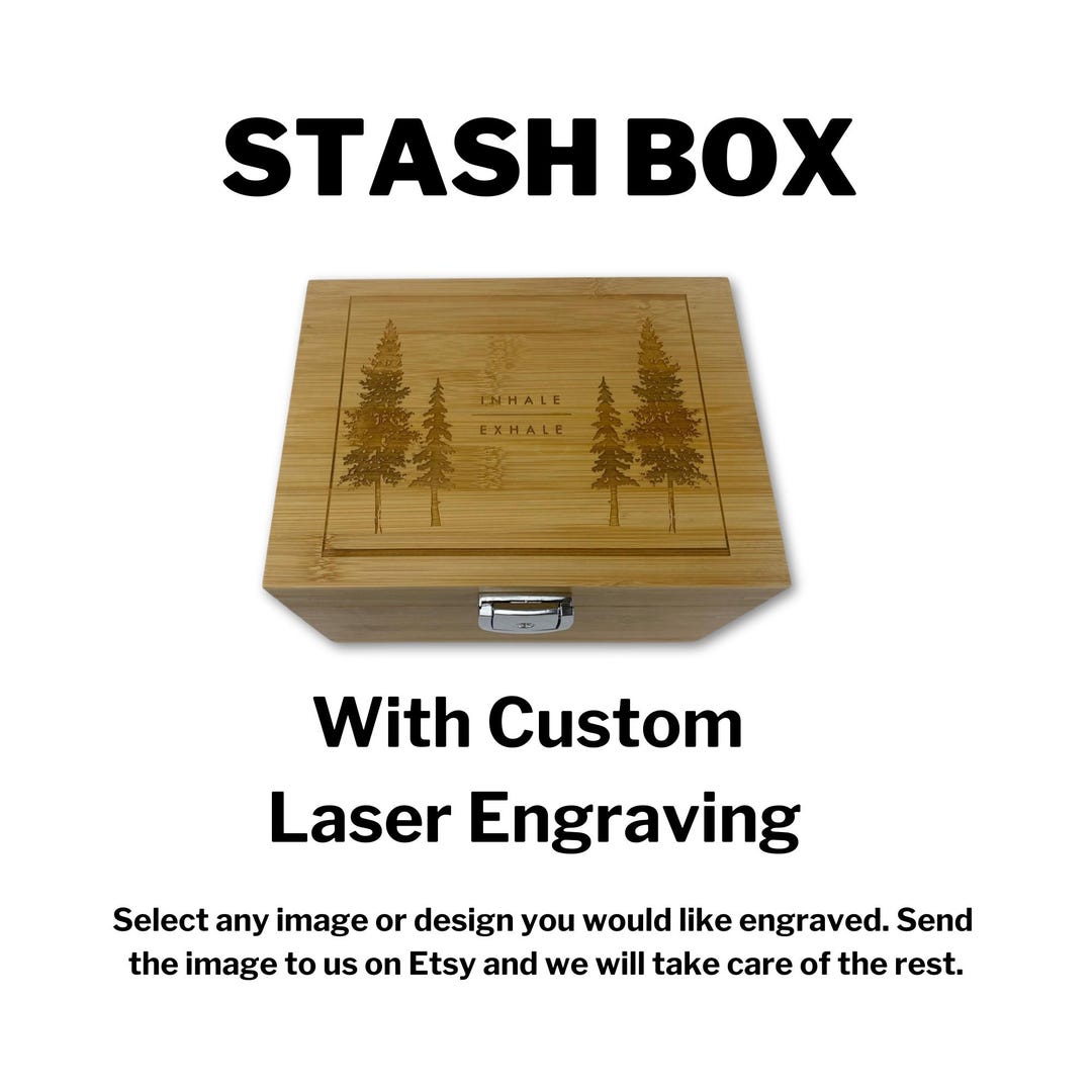 Custom Laser Engraved Stash Box: Acacia, Black, or Bamboo - Wood ...