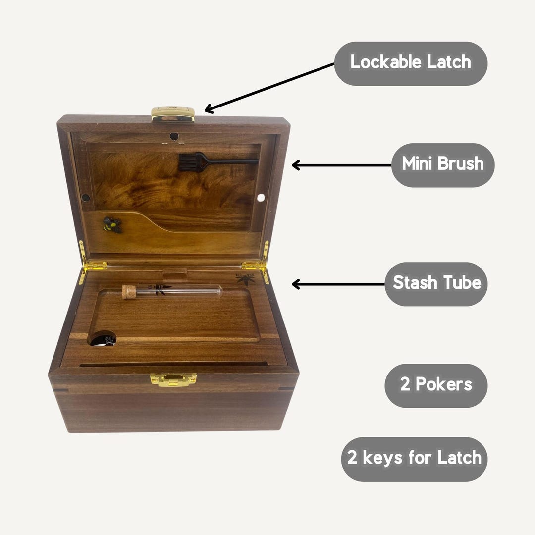 Dark Acacia Luxury Herb Stash Box – Lockable Smell Proof Storage Chest ...