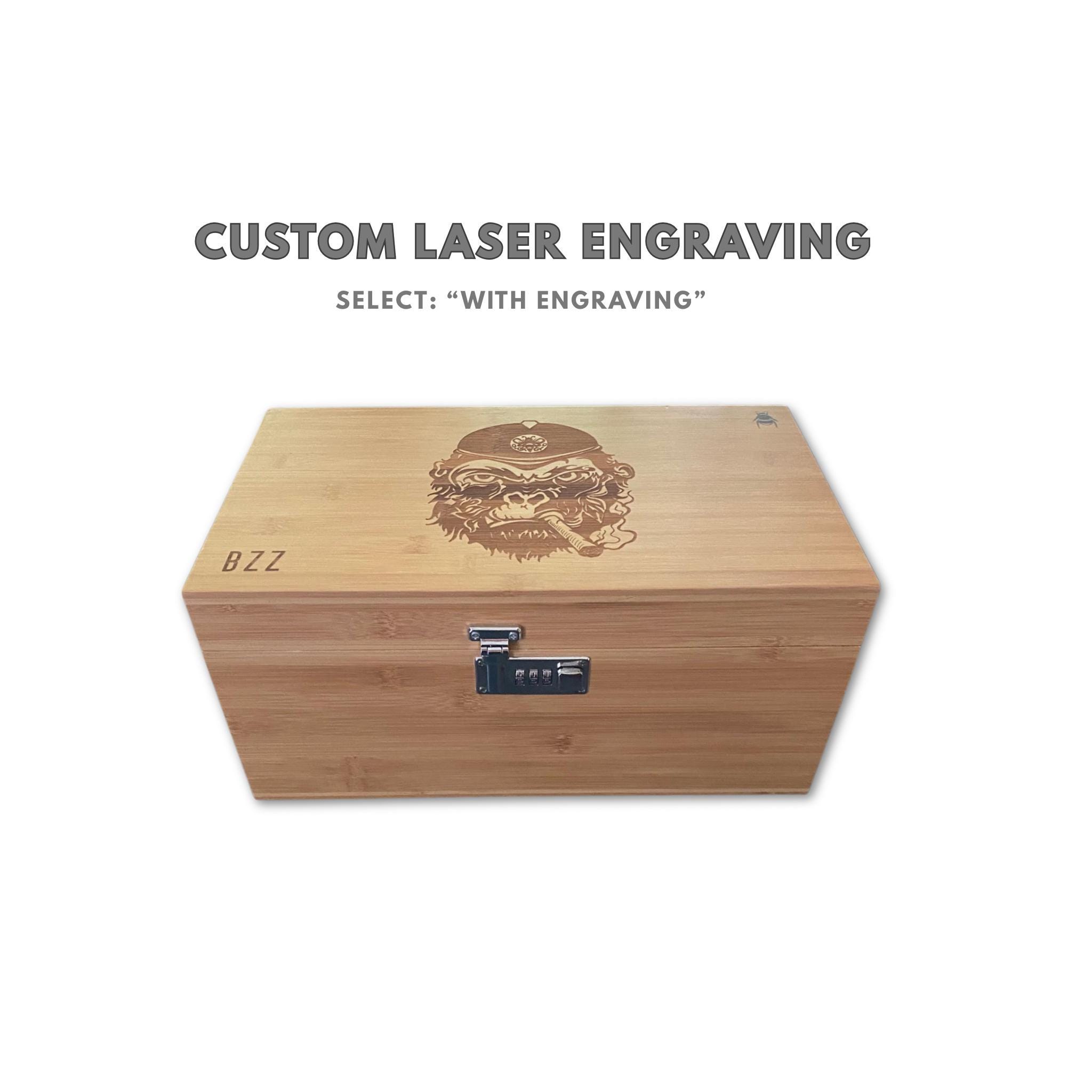 XL Bamboo Stash Box: Treasure Chest With Rolling Tray & Hygrometer Jars ...