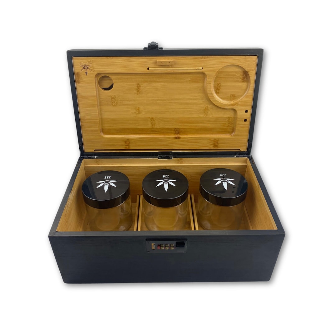 XL Black Bzz Box bamboo Stash Box Biggest Stashbox Available With ...