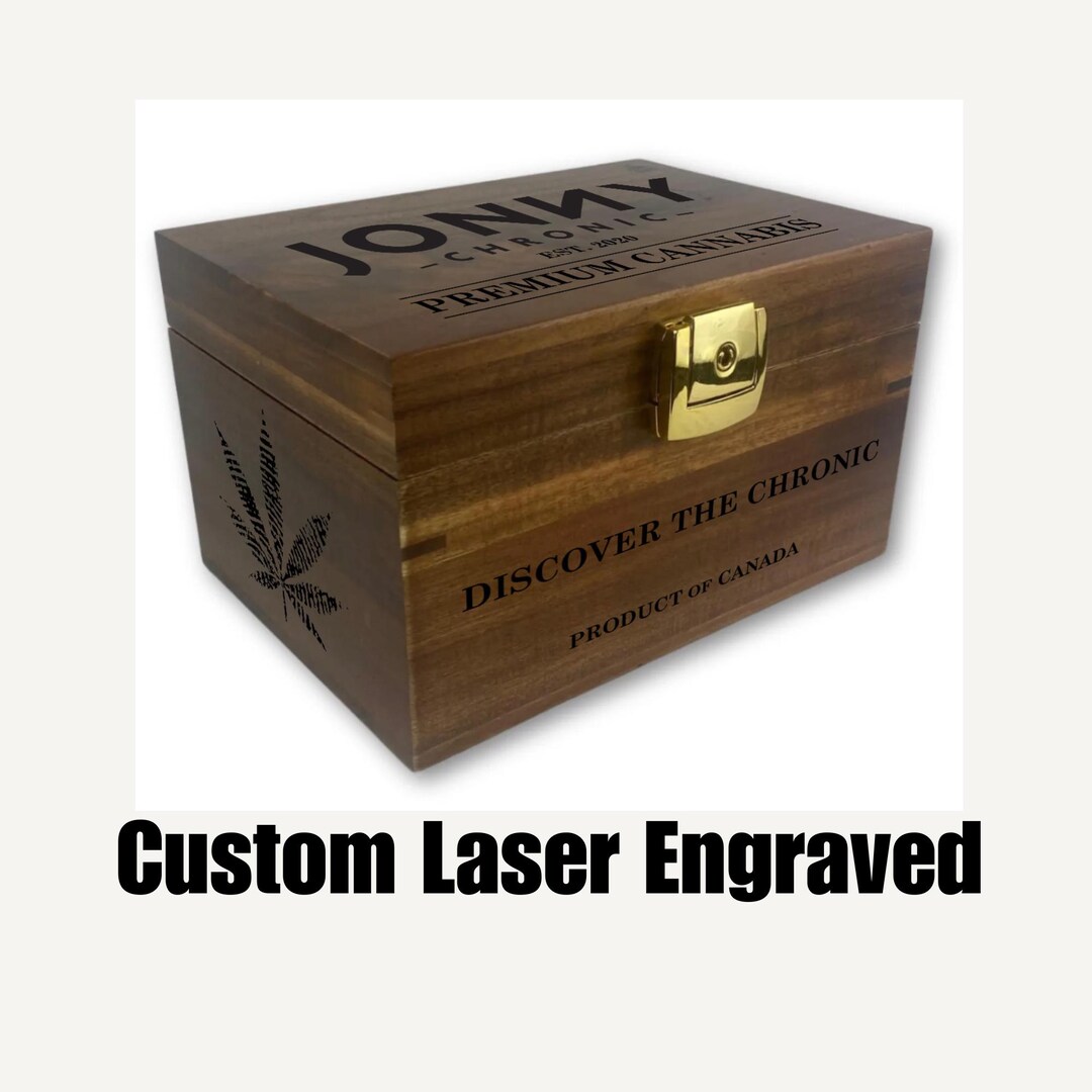 Custom Laser Engraved Stash Box in Acacia, Bamboo, or Black: Lockable ...