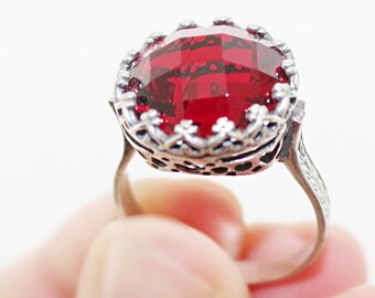 Ring red stone | Etsy