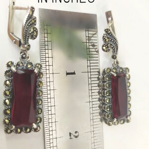Vintage Style Red Ring and Earrings SET Marcasite Jewelry SILVER ...