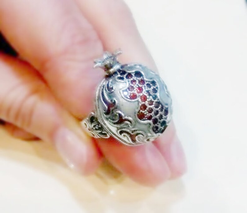 Persephone Ring Garnet Stones SILVER Pomegranate Armenian - Etsy