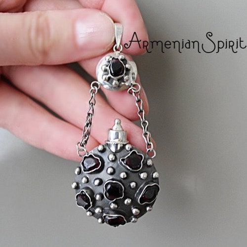 Heart Perfume Bottle Sterling Silver 925 Pendant Locket Water | Etsy