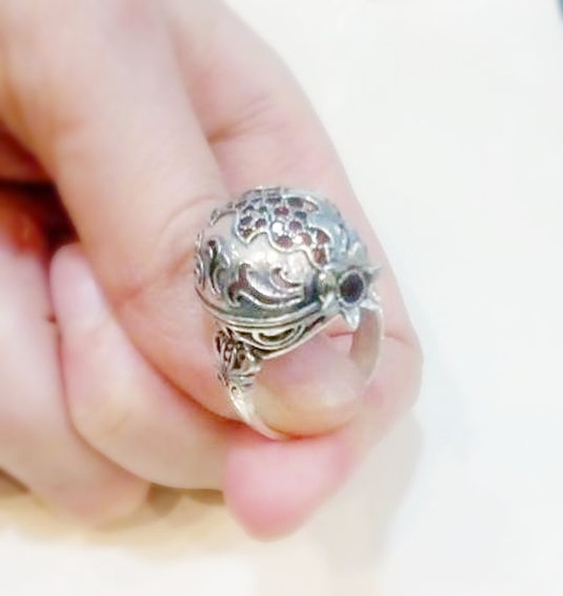 Persephone Ring Garnet Stones SILVER Pomegranate Armenian | Etsy
